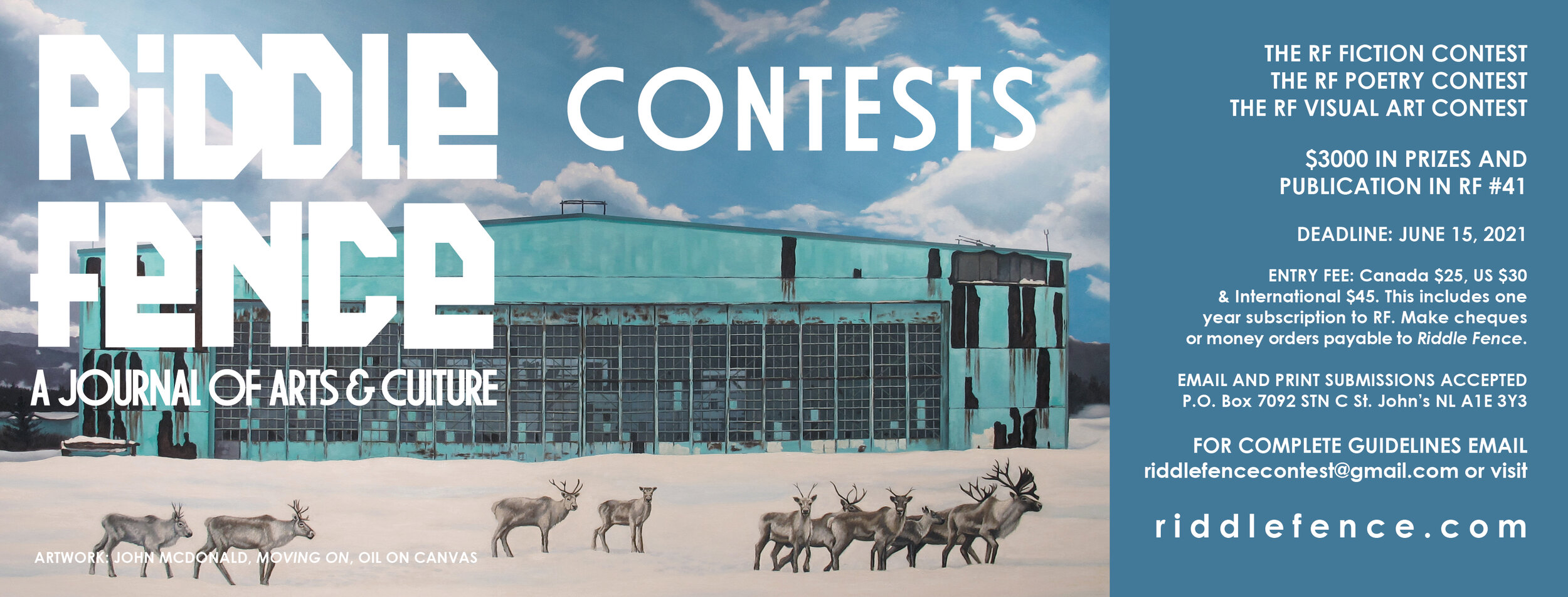 NOW OPEN: Riddle Fence Contests: Fiction, Poetry, Visual Art › WritersNL