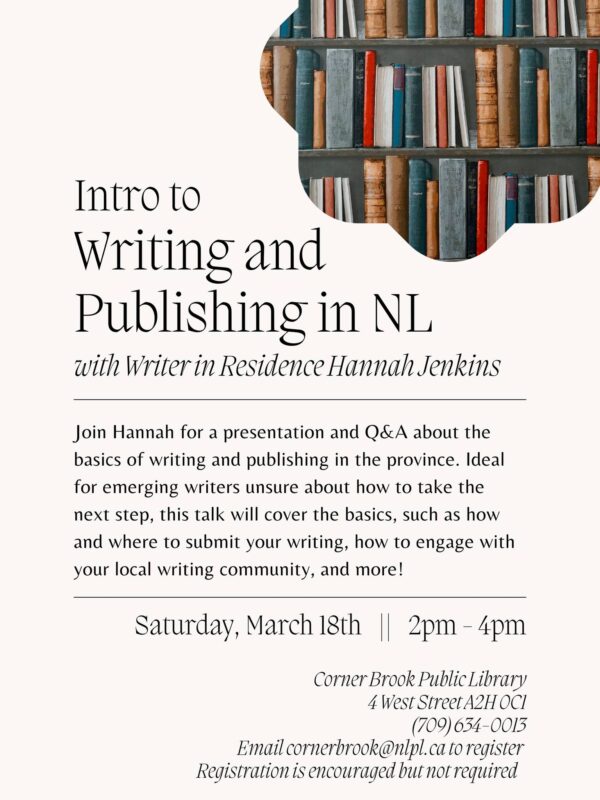 WORKSHOP: Hannah Jenkins’ Intro to Writing and Publishing in NL › WritersNL